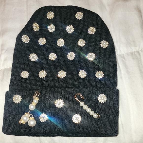 Hand Crafted | Accessories | Winter Bling Beanie With Rhinestones And ...